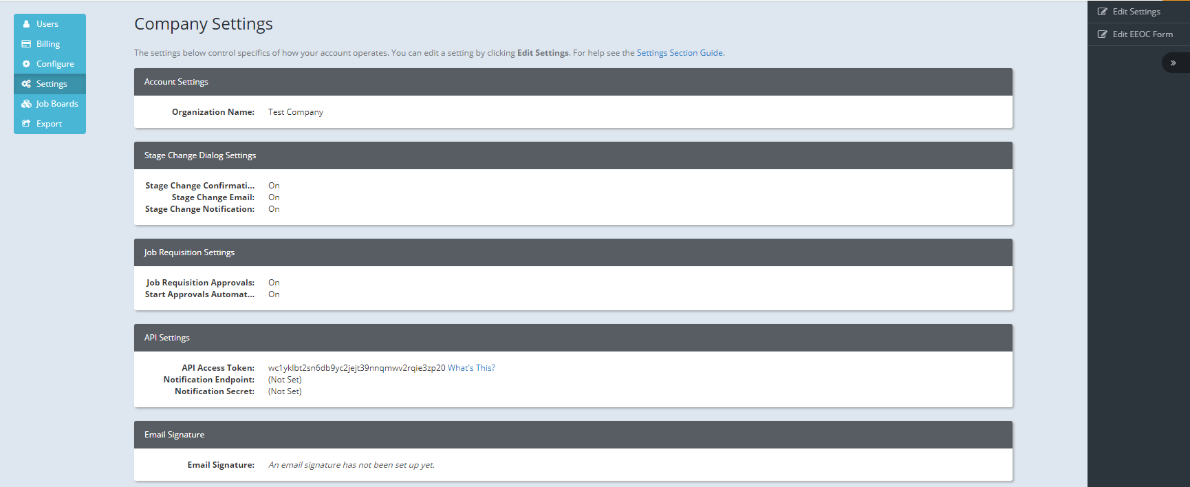 Setup - Email Settings