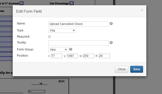 Request a Voided Check in a Direct Deposit Form (ApplicantStack)