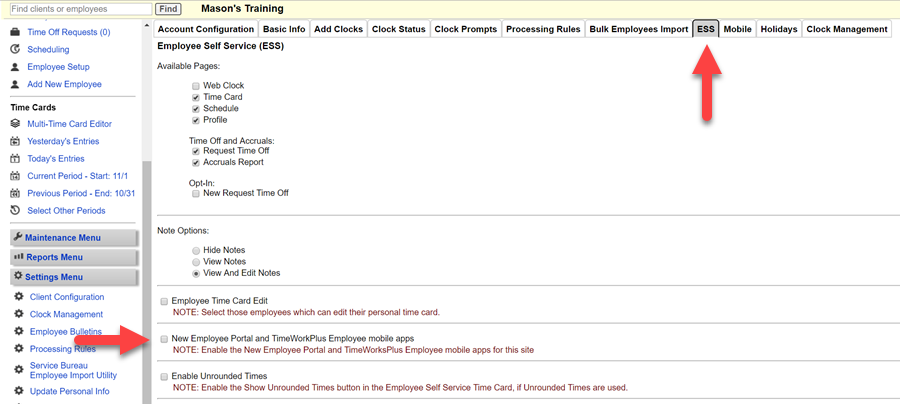 Employee Portal Settings
