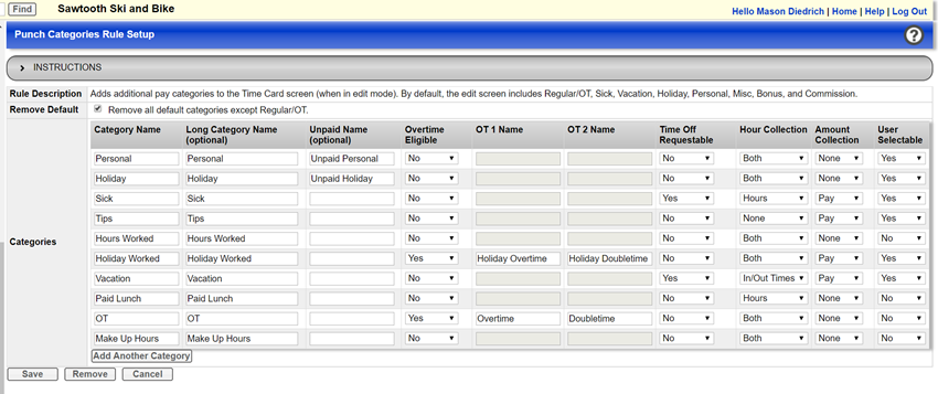 TimeWorksPlus Setup Glossary