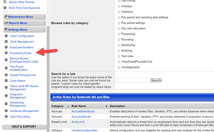 TimeWorksPlus Setup Glossary