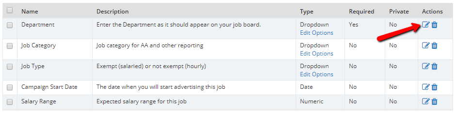 Configure - Job Fields
