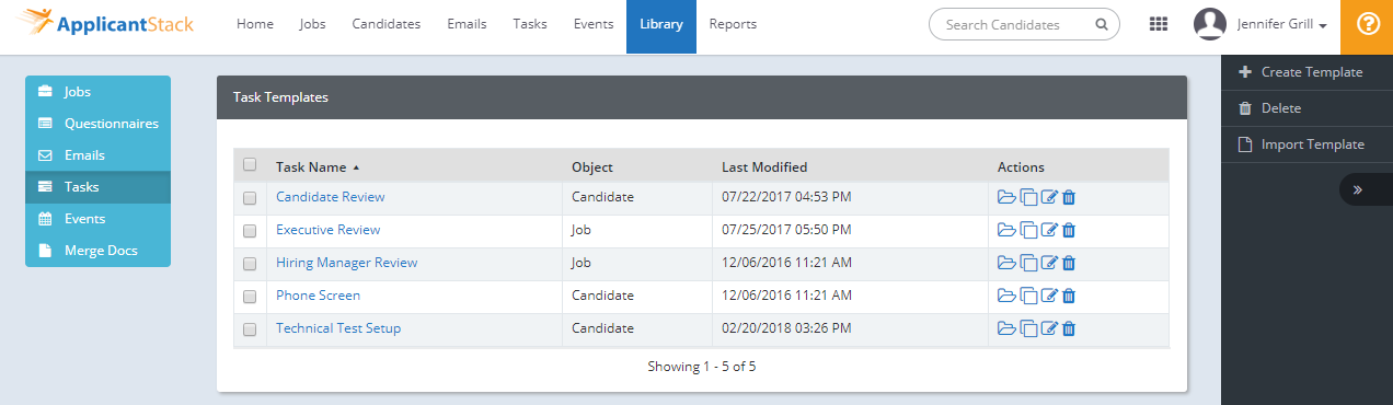 Library - Tasks Templates