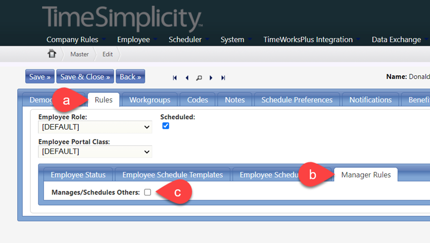 Set Up Managers in TimeSimplicity