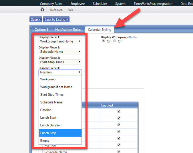 Employee Portal Calendar Styling and Schedule Details