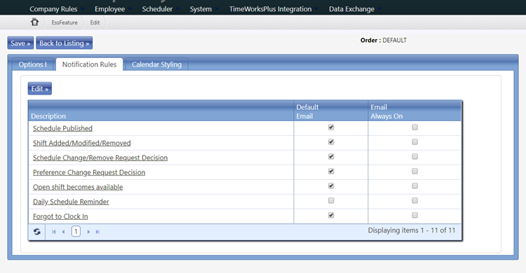 Employee Schedule Notifications