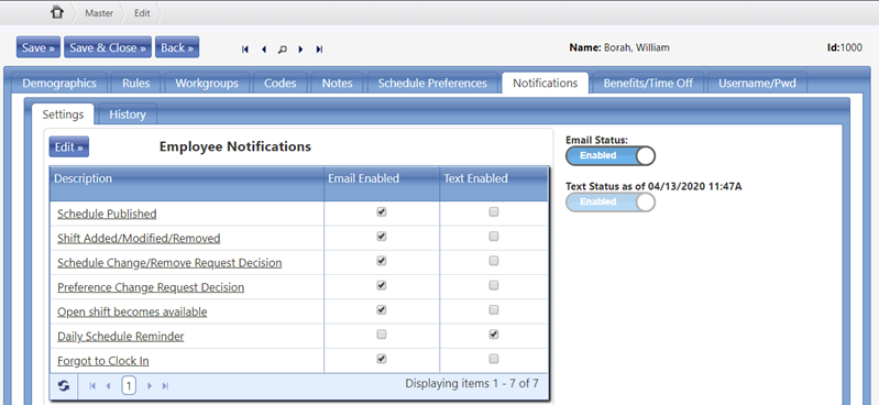 Employee Schedule Notifications