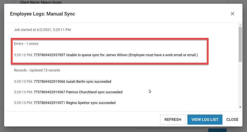Gusto Troubleshooting