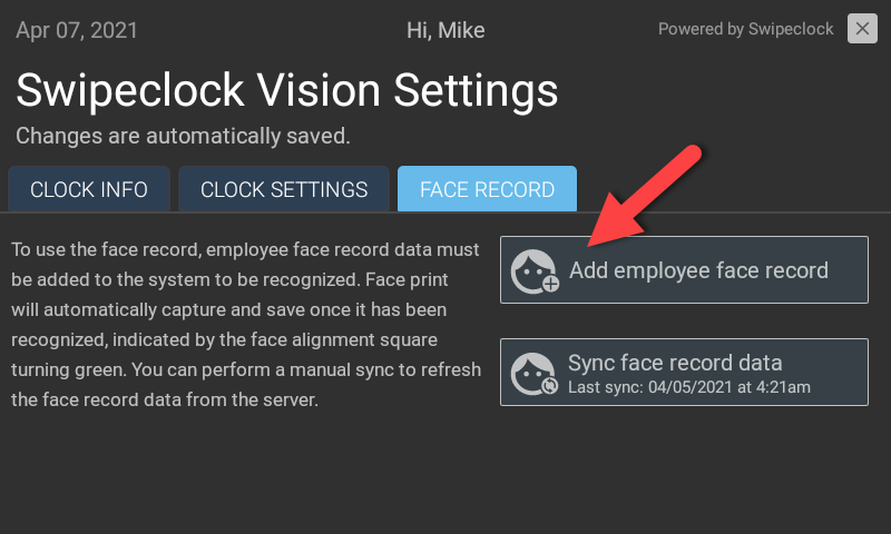 Register a Face on Vision