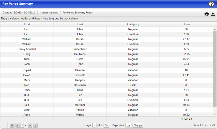 Pay Period Summary and Sub-Totals Reports