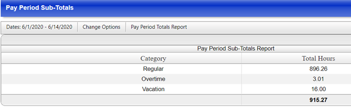 Pay Period Summary and Sub-Totals Reports