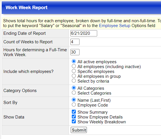 WFH - Work Week Report
