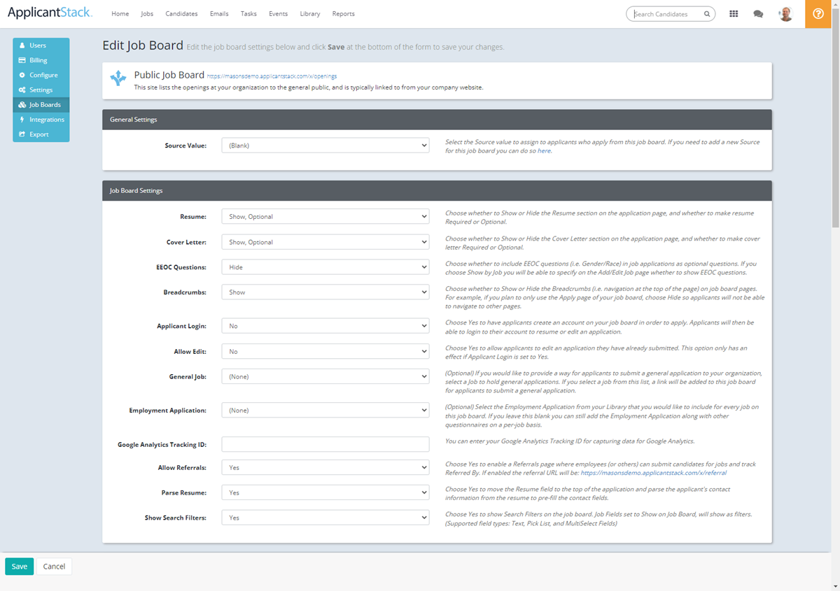 Setup - Job Boards - Public and Internal