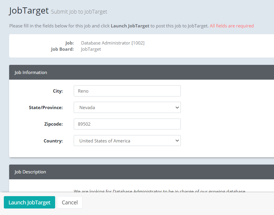 JobTarget Integration