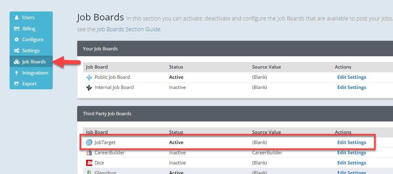 JobTarget Integration