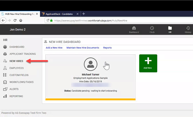 Onboarding a New Hire from ApplicantStack