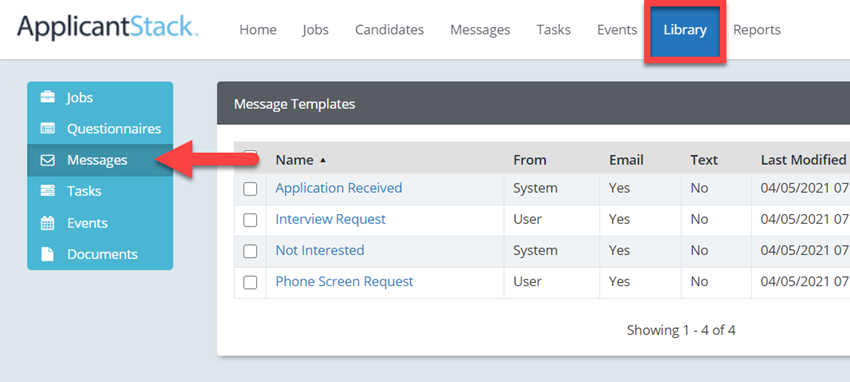 Library - Message Templates