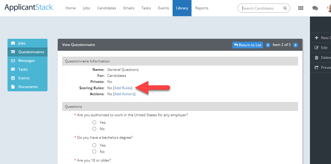 Library - Questionnaires