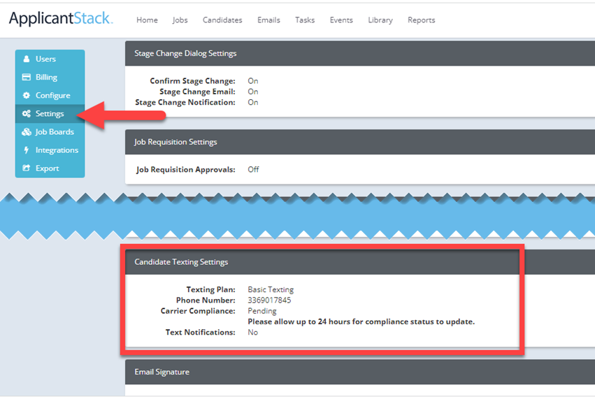 Activate Texting for ApplicantStack