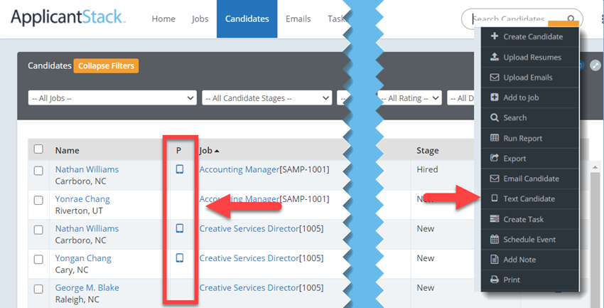 Texting Candidates and New Hires