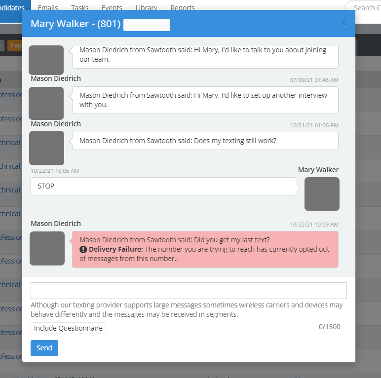 Texting Candidates and New Hires