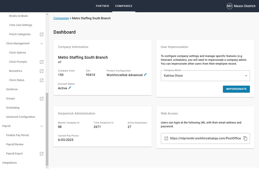 PrismHR - WorkforceHub Company Setup
