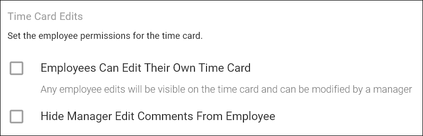 Set Up Time Card Editing